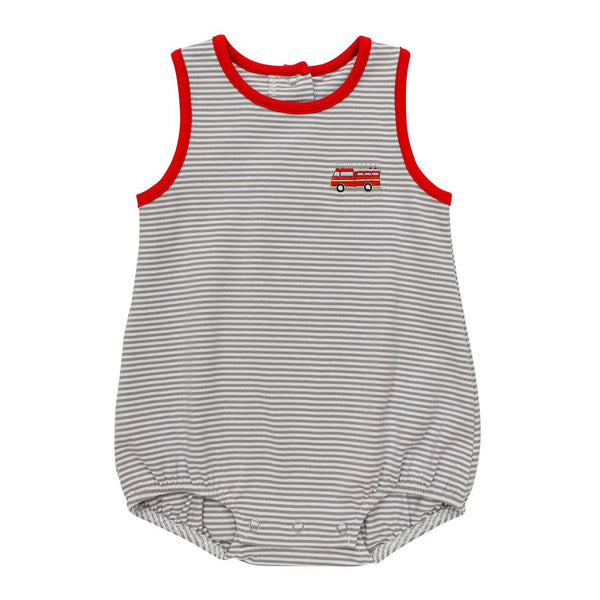 Baby Boy's Embroidered Fire Truck Sleeveless Knit Bubble - Madison ...