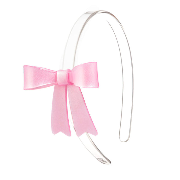Light Pink Satin French Bow Acrylic Headband by Lilies & Roses ...