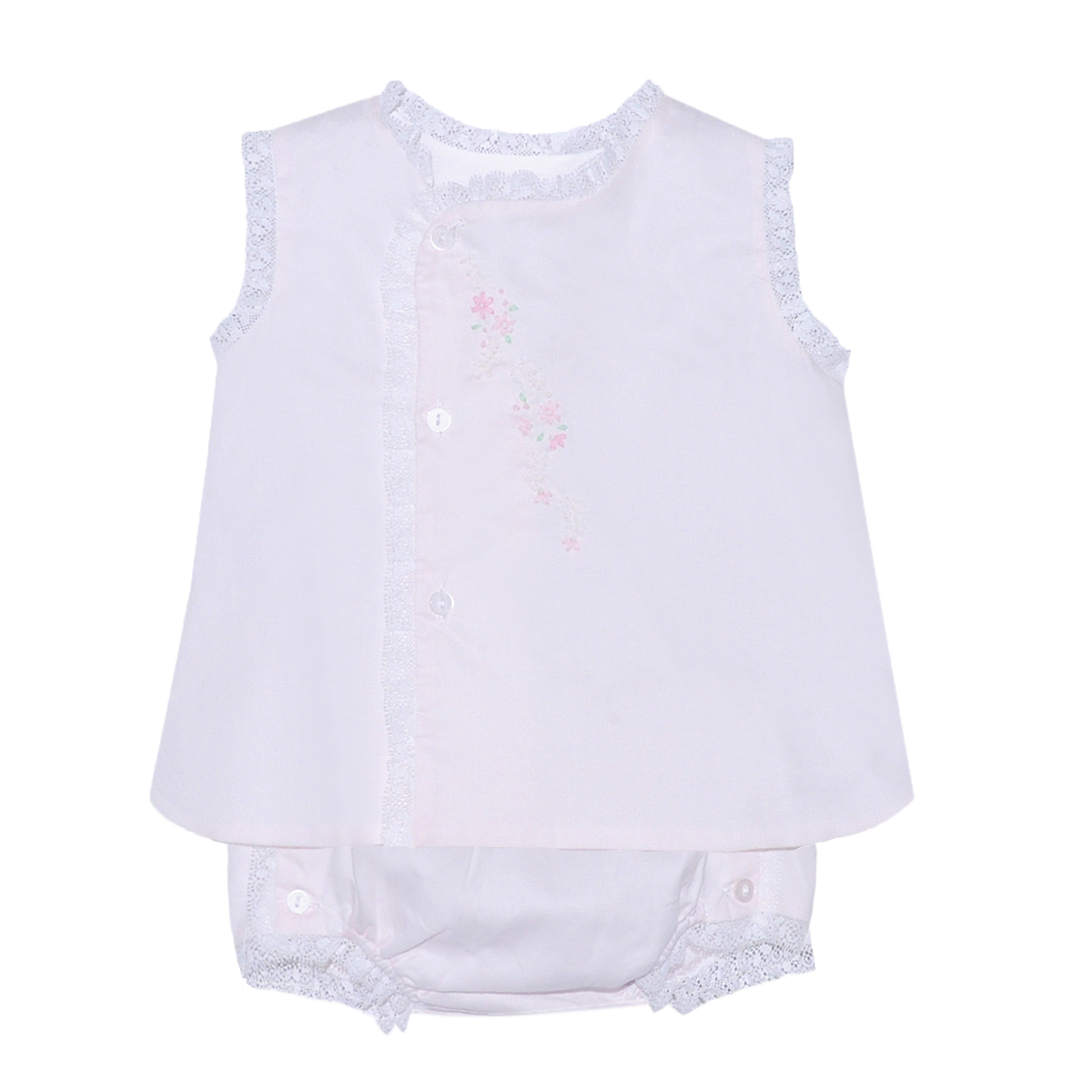 Baby Girl's Pink Embroidered Flowers Blanche Diaper Set – Madison-Drake ...