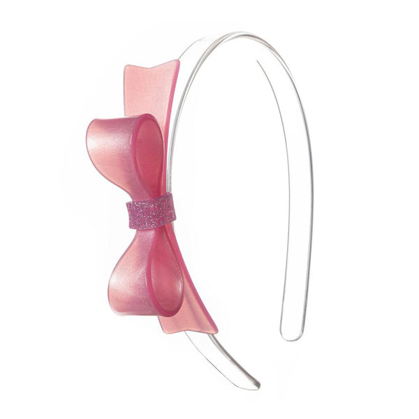 Satiny Pink Bow Acrylic Headband by Lilies & Roses - Madison-Drake ...
