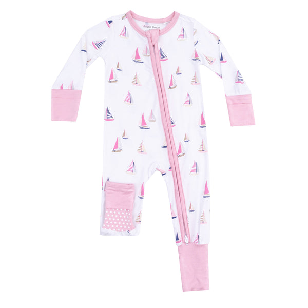 Baby Girl's Pink Sailboats Zippered Bamboo Romper Angel Dear - Madison ...