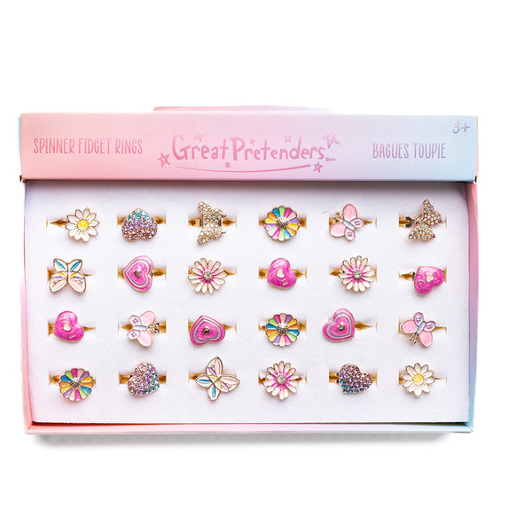 Hearts Butterflies and Flowers Little Girl's Fidget Spinner Rings ...