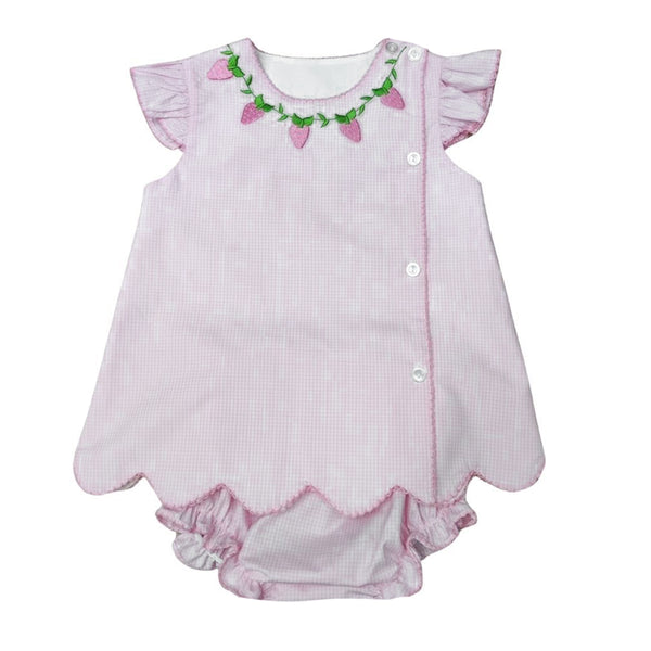 Girl's Sweet Pink Strawberries Bloomer Set - Madison-Drake Children's ...