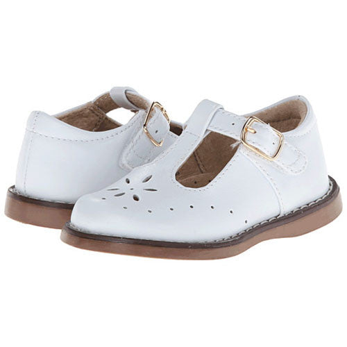 Footmates Little Girl's White Sherry T-Straps Leather Dress Shoes ...